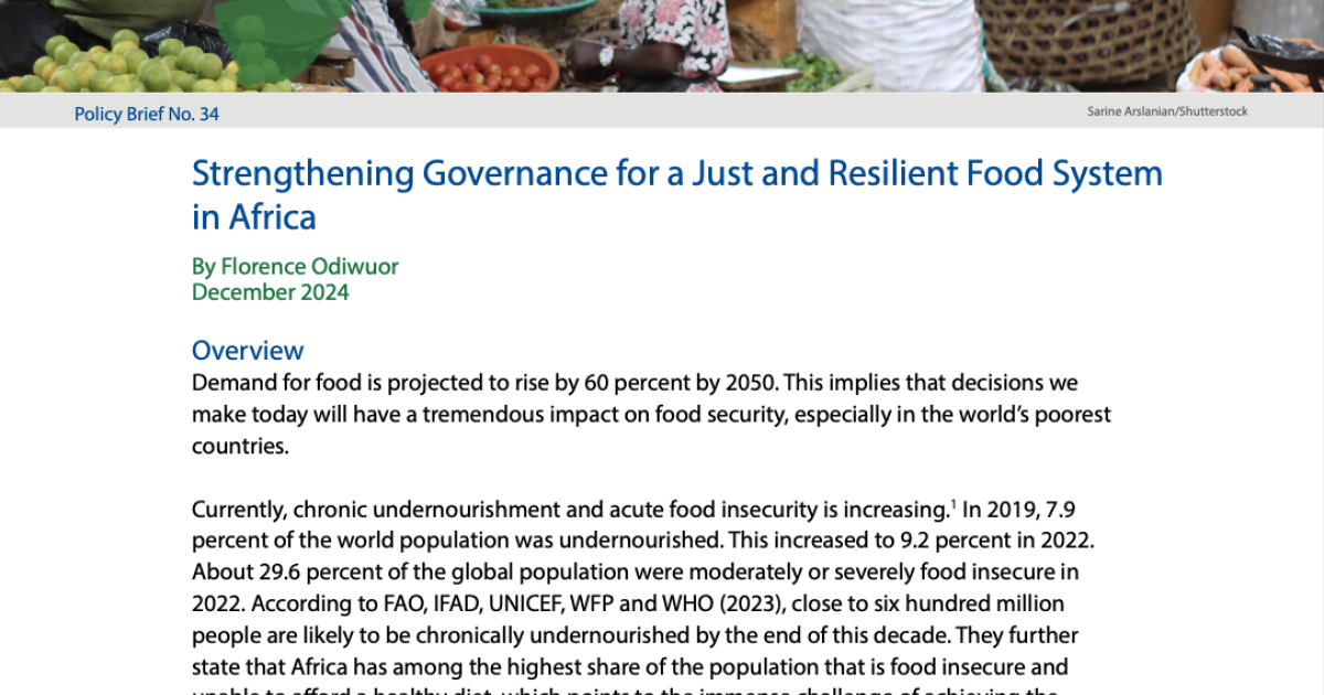 Strengthening Governance for a Just and Resilient Food System in Africa ... Strengthening Governance for a Just and Resilient Food System in Africa ...